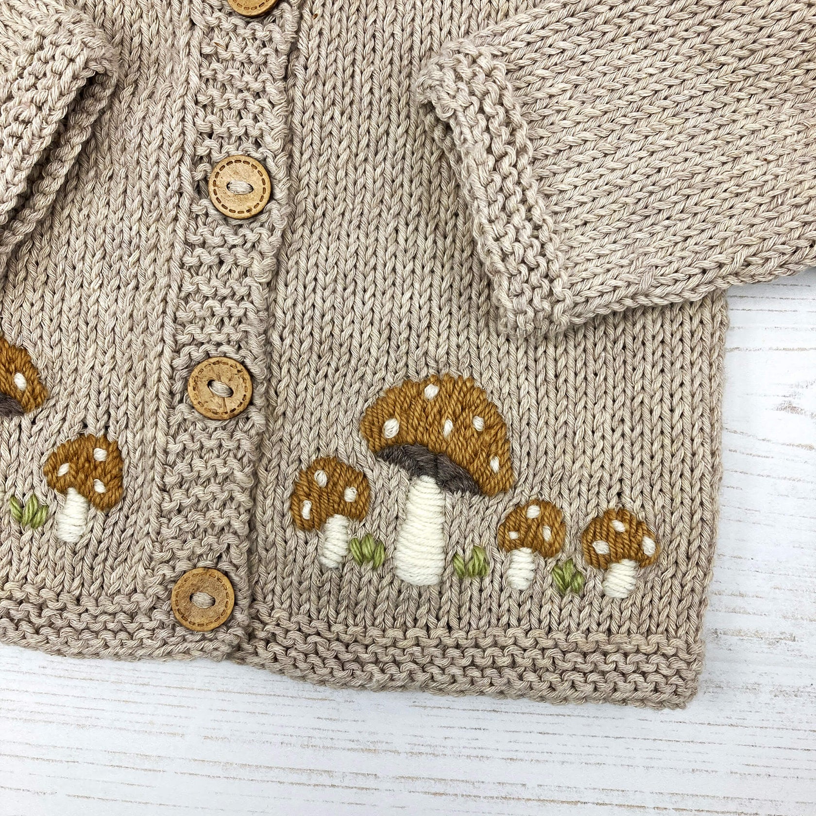 Toadstool Embroidered Baby Cardigan Knitting Pattern - TOADSTOOL CARDI ...