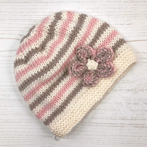 Easy Baby Hat Knitting Pattern with Flower - EMILIE – Lovefibres