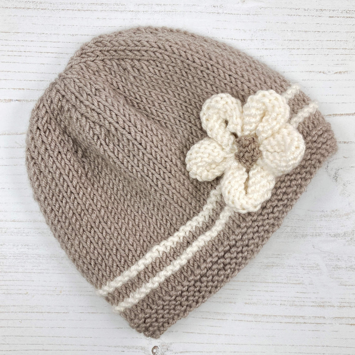 Easy Baby Hat Knitting Pattern with Flower - EMILIE – Lovefibres