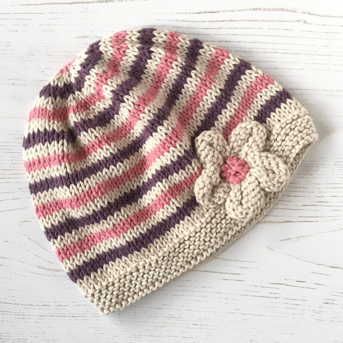 Easy Baby Hat Knitting Pattern with Flower - EMILIE – Lovefibres