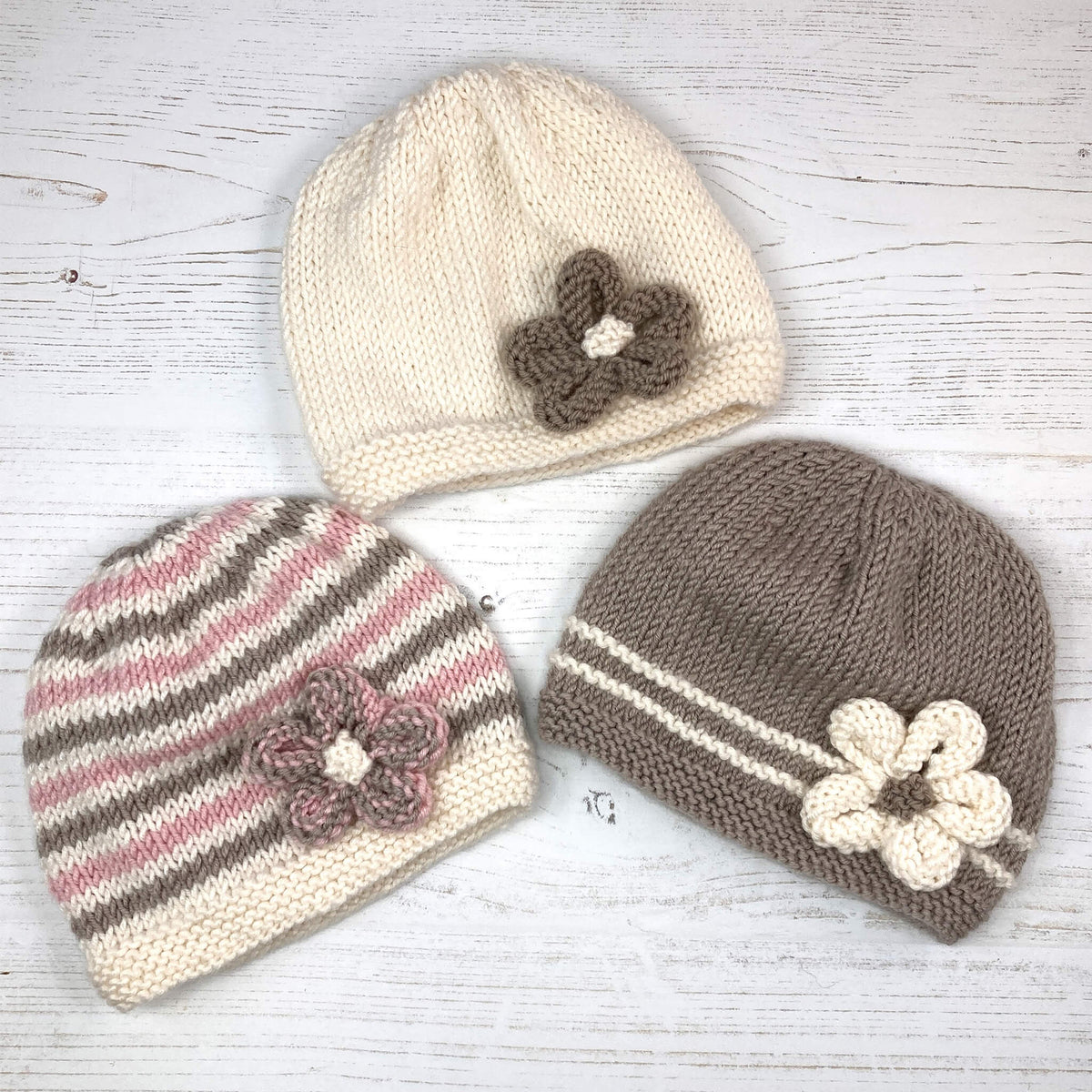 Easy Baby Hat Knitting Pattern with Flower - EMILIE – Lovefibres